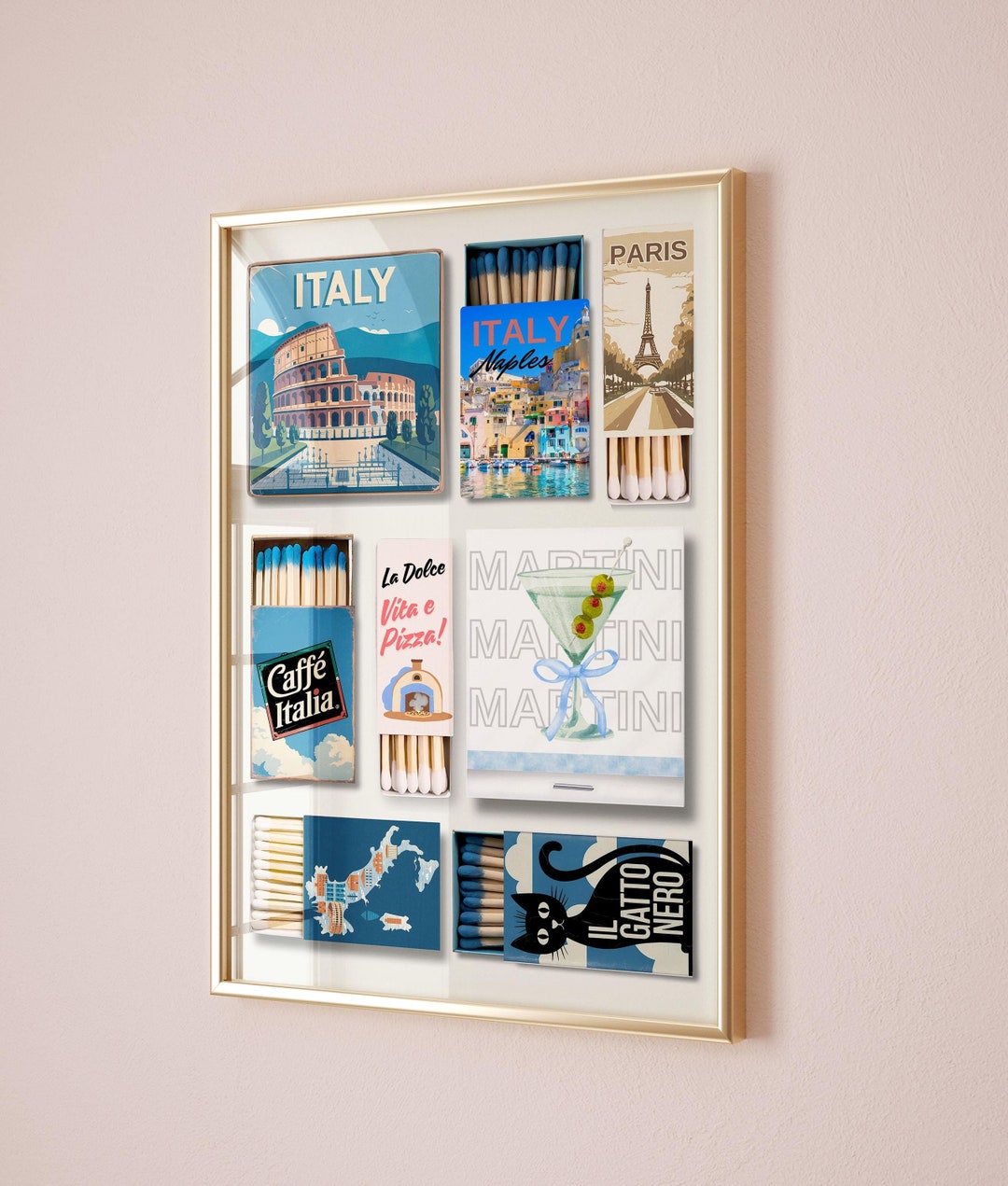 Matchbox Print, Vintage Matchbox Art, Travel Poster, Bar Cart Wall ...
