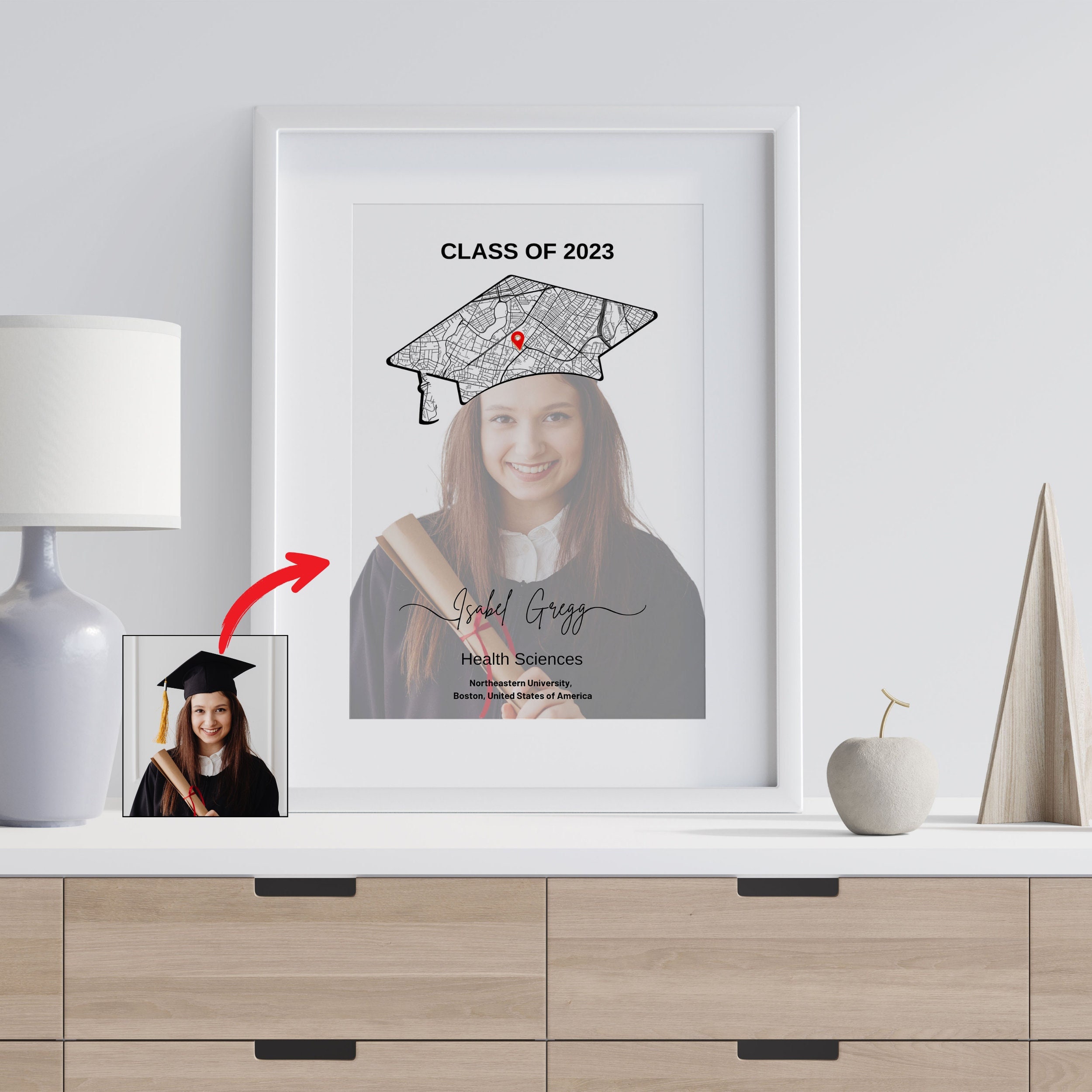 Personalized Photo Graduation Map Poster , Customized College Map ...