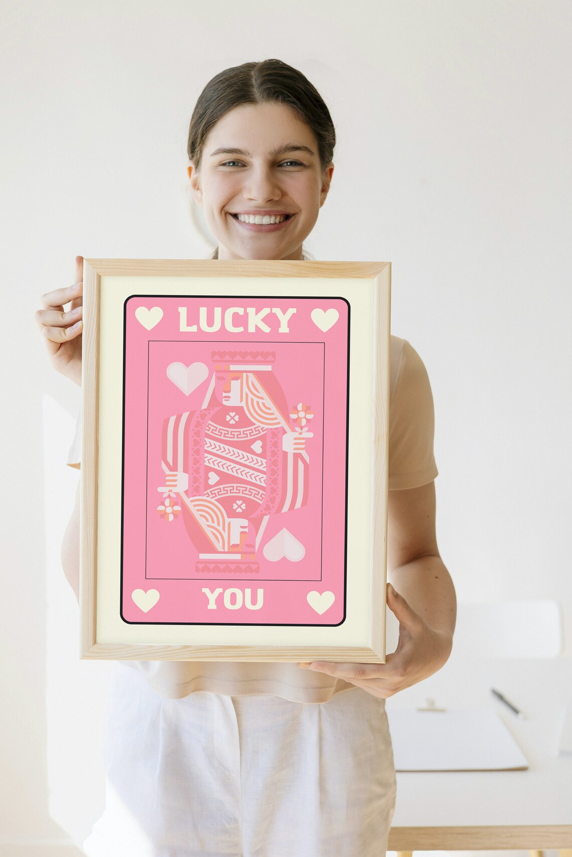 Pink Playing Cards Digital Poster Wall Art Retro Wall Poster - Etsy