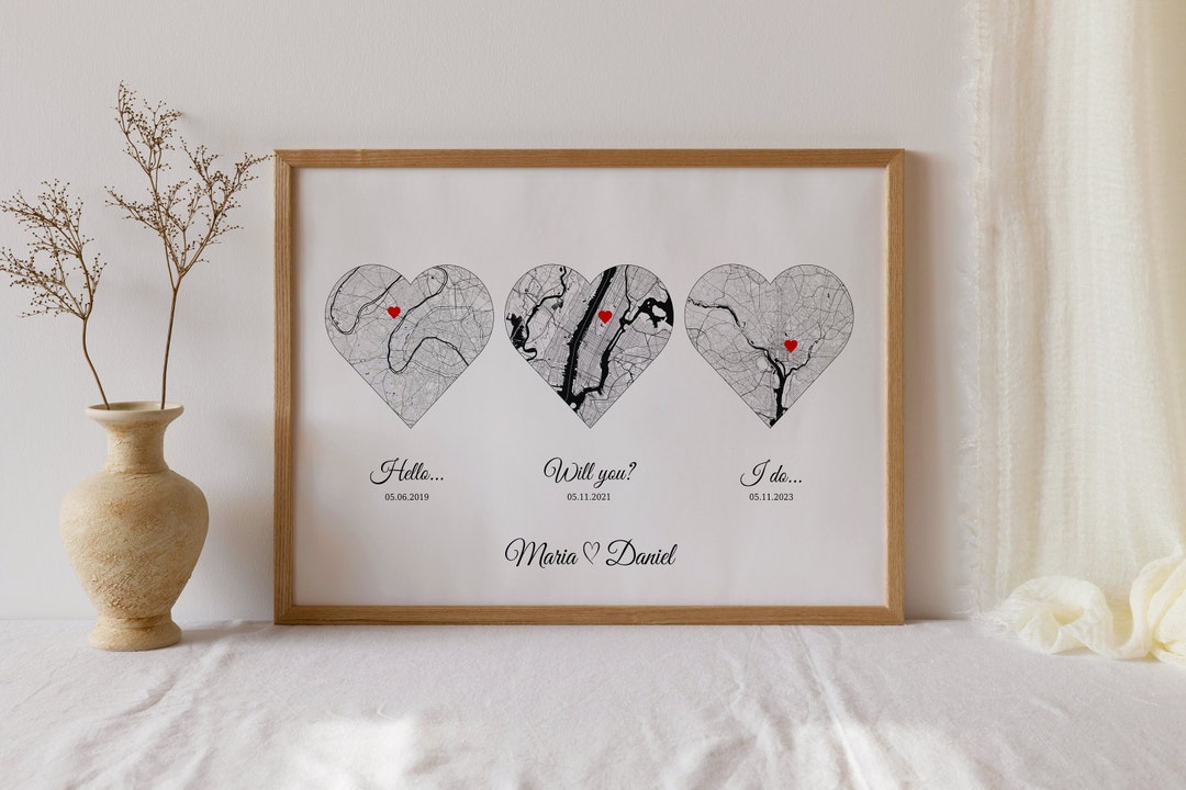 Custom Location Map Heart Design Personalized Gift for Him & Her ...