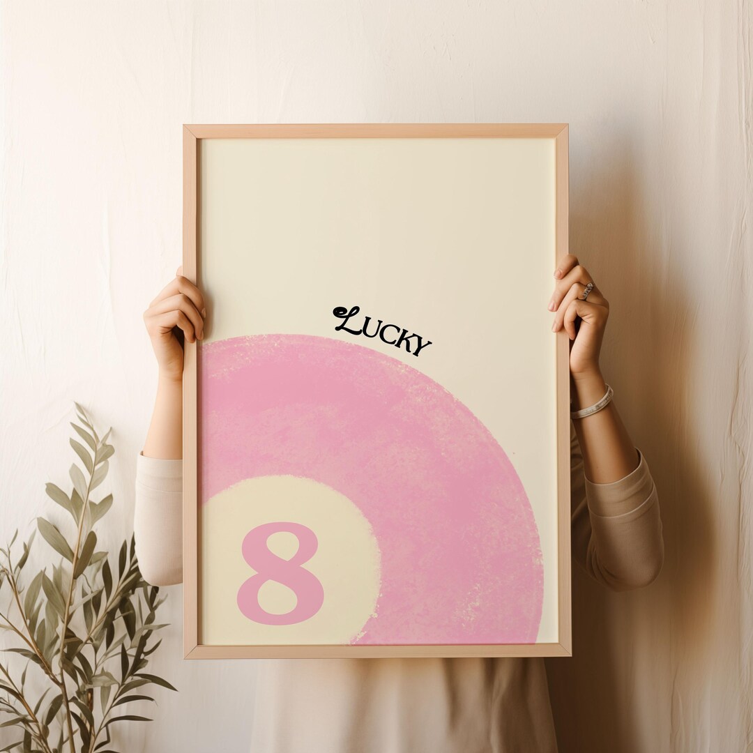 Vintage Pool Ball Print, Lucky 8 Ball Wall Art, Retro Hand Drawn Poster ...