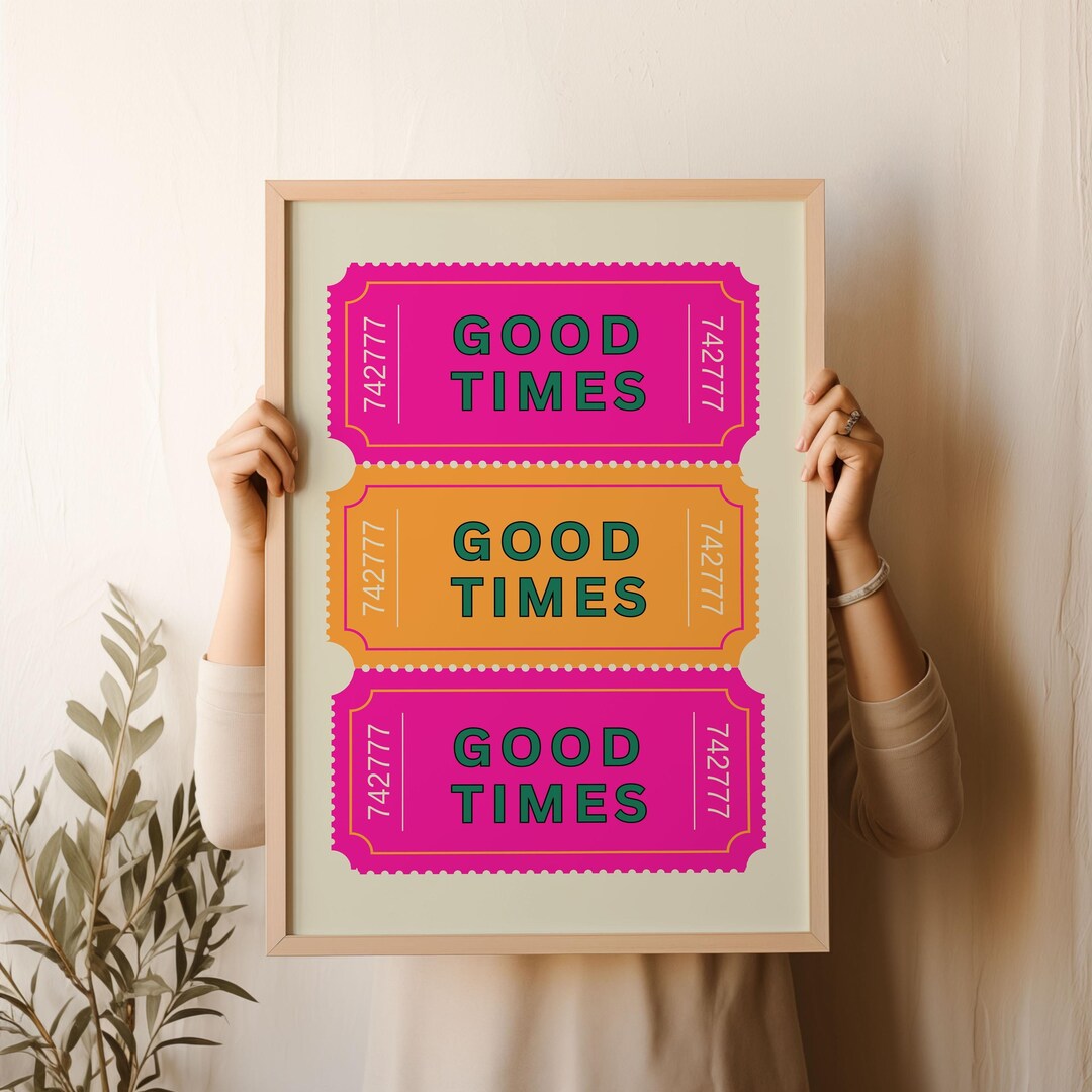 Retro Good Times Ticket Wall Art Orange Pink Apartment Wall Decor ...
