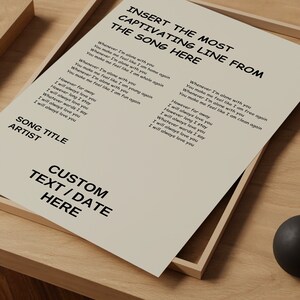 Lyric Poster Lyric Wall Art Music Poster Custom Song Lyric Print ...