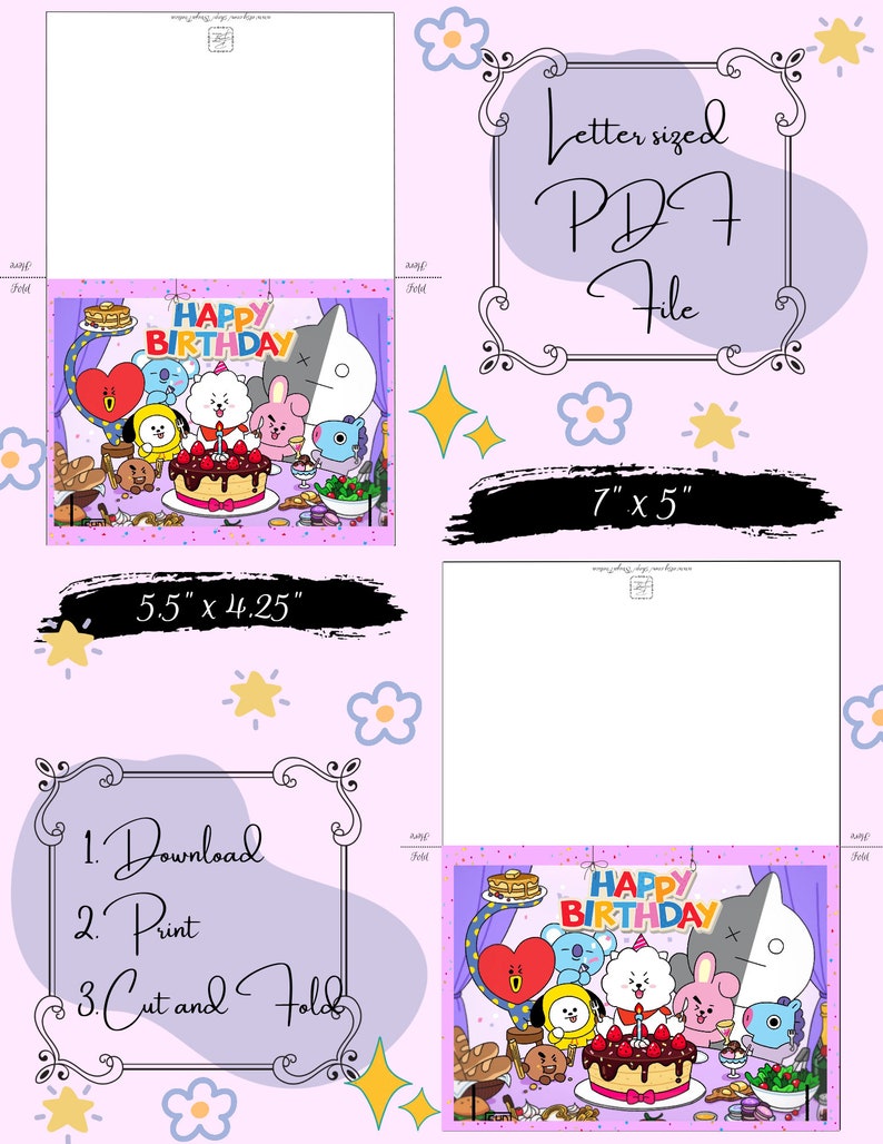 BTS Printable Birthday Card - Etsy