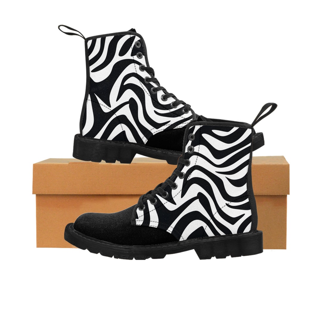 Zebra Print Boots Classic Style, Rubber Sole, Trendy Design - Etsy