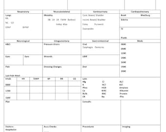 Nursing Rounds Report Sheet (Download Now) - Etsy