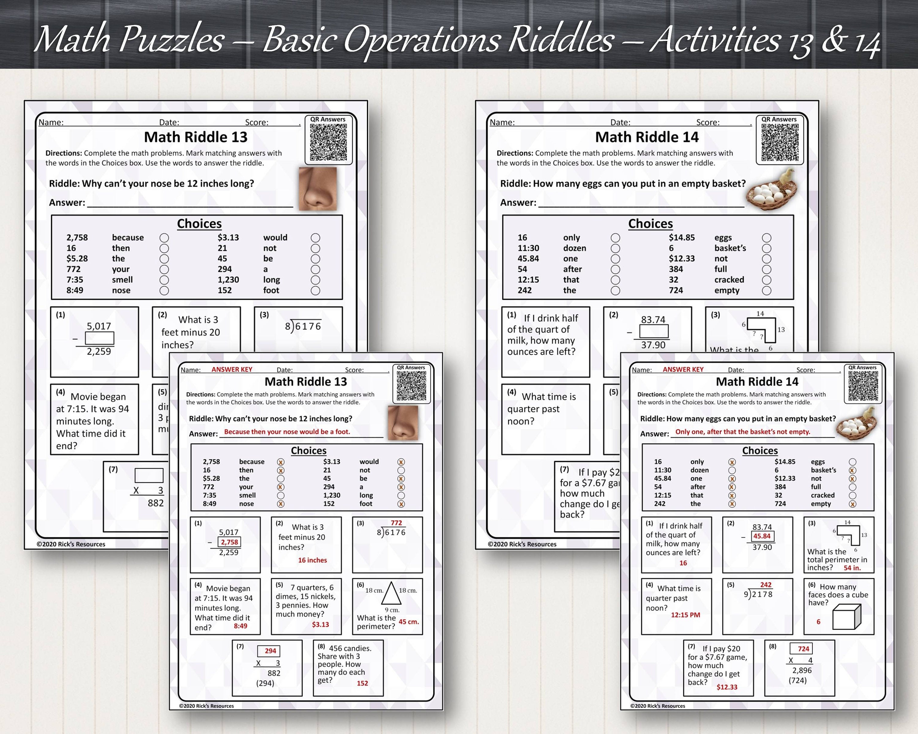 Basic Operations Math Riddles: A Fun Way to Practice Math Skills for ...