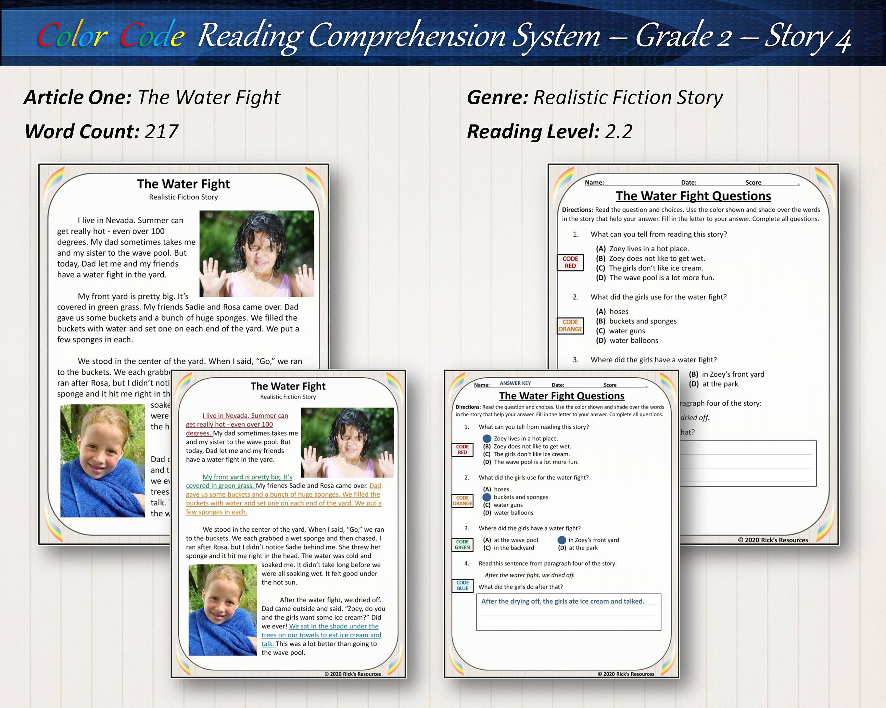 Reading Comprehension Coloring Text Evidence - 2nd Grade - Etsy