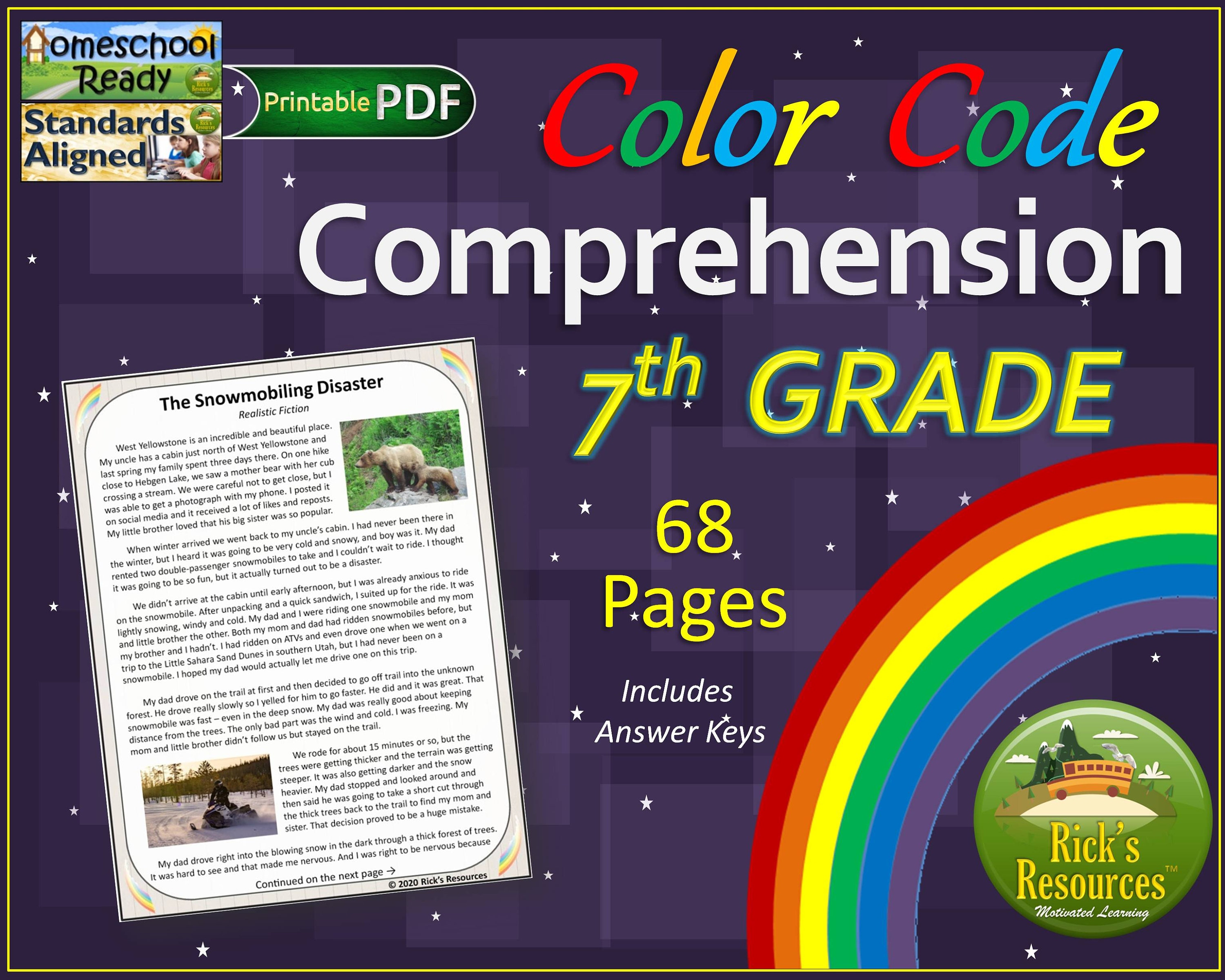 Reading Comprehension Coloring Text Evidence 7th Grade - Etsy