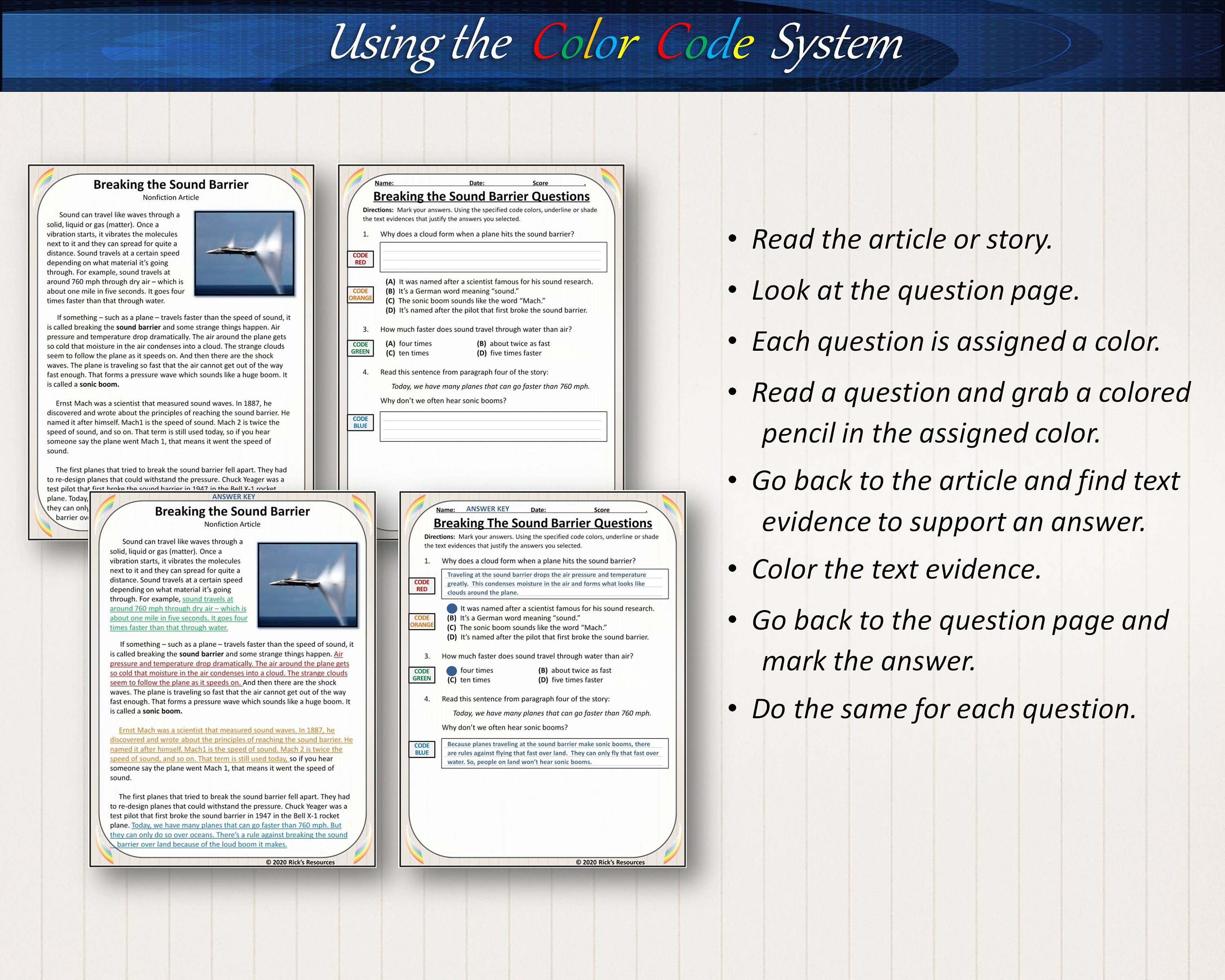 Reading Comprehension Coloring Text Evidence 5th Grade - Etsy