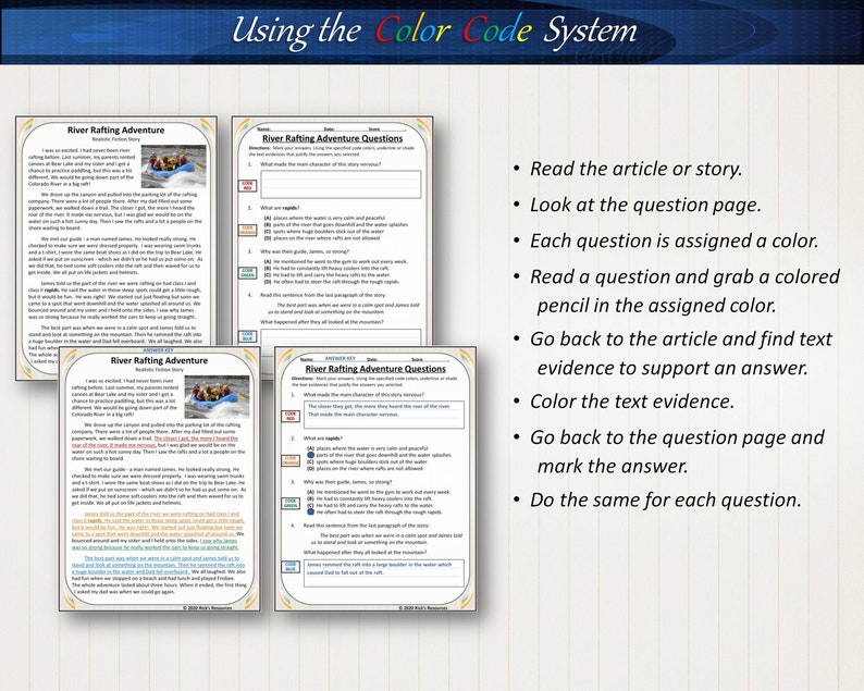Reading Comprehension Coloring Text Evidence - 3rd Grade - Etsy