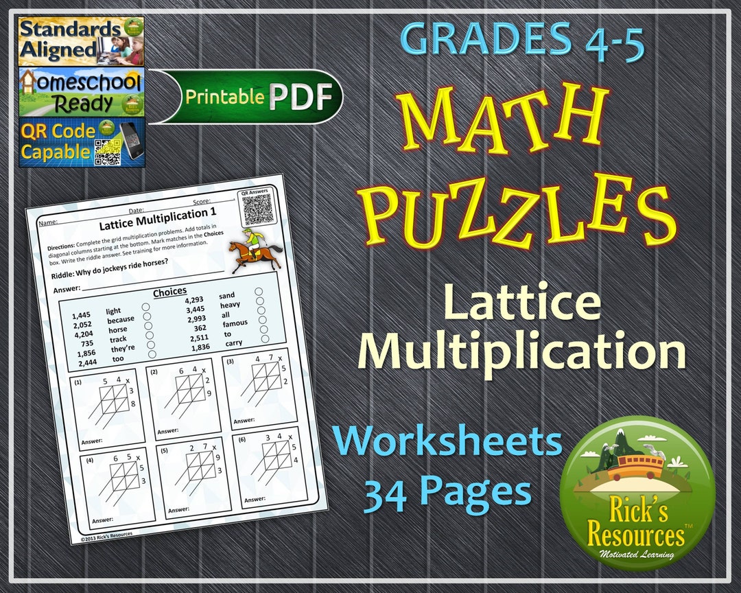 Lattice Multiplication Math Puzzles: A Fun Twist on Traditional ...