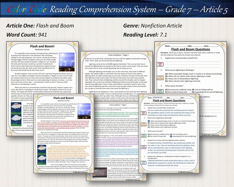 Reading Comprehension Coloring Text Evidence 7th Grade - Etsy