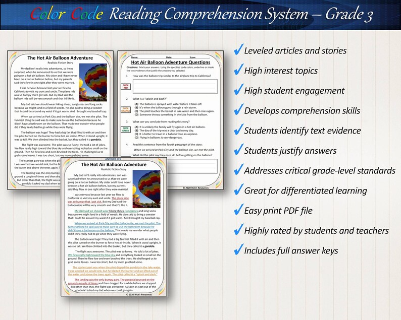 Reading Comprehension Coloring Text Evidence - 3rd Grade - Etsy