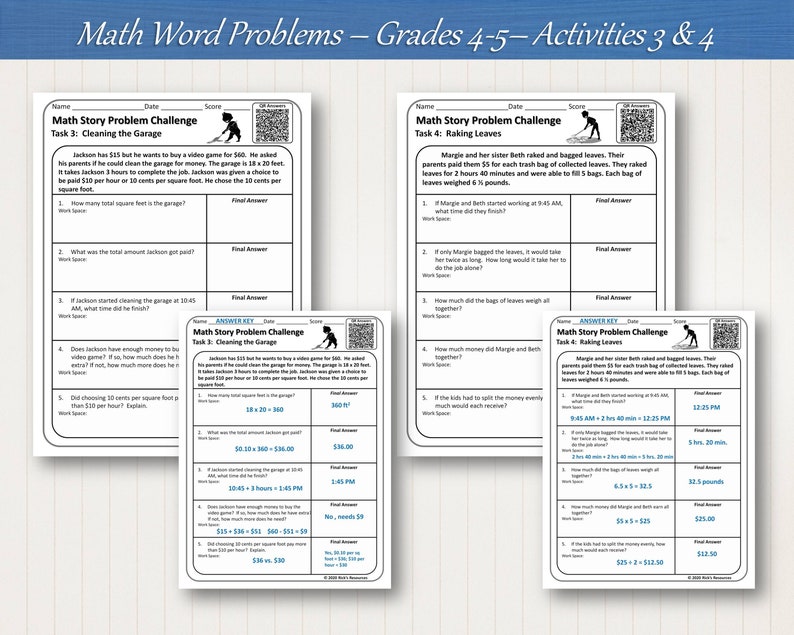 Multi-step Word Problems Math Worksheets Grade 4 - Grade 5 - Etsy