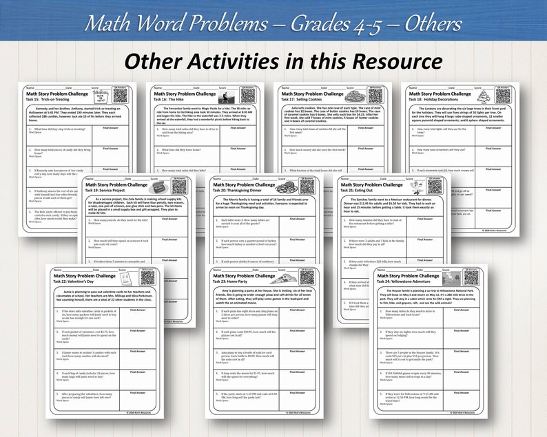 Multi-step Word Problems Math Worksheets Grade 4 Grade 5 - Etsy