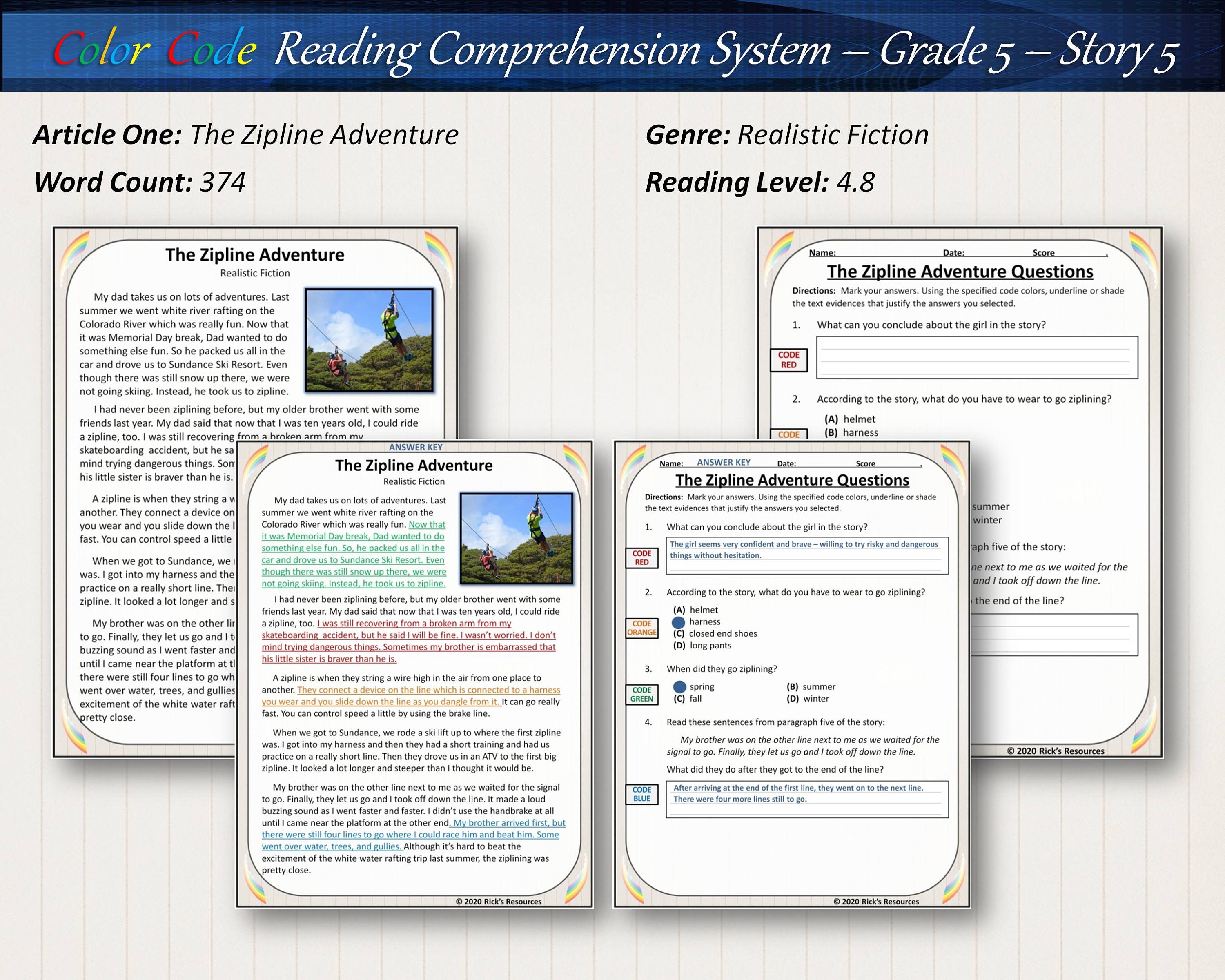 Reading Comprehension Coloring Text Evidence 5th Grade - Etsy