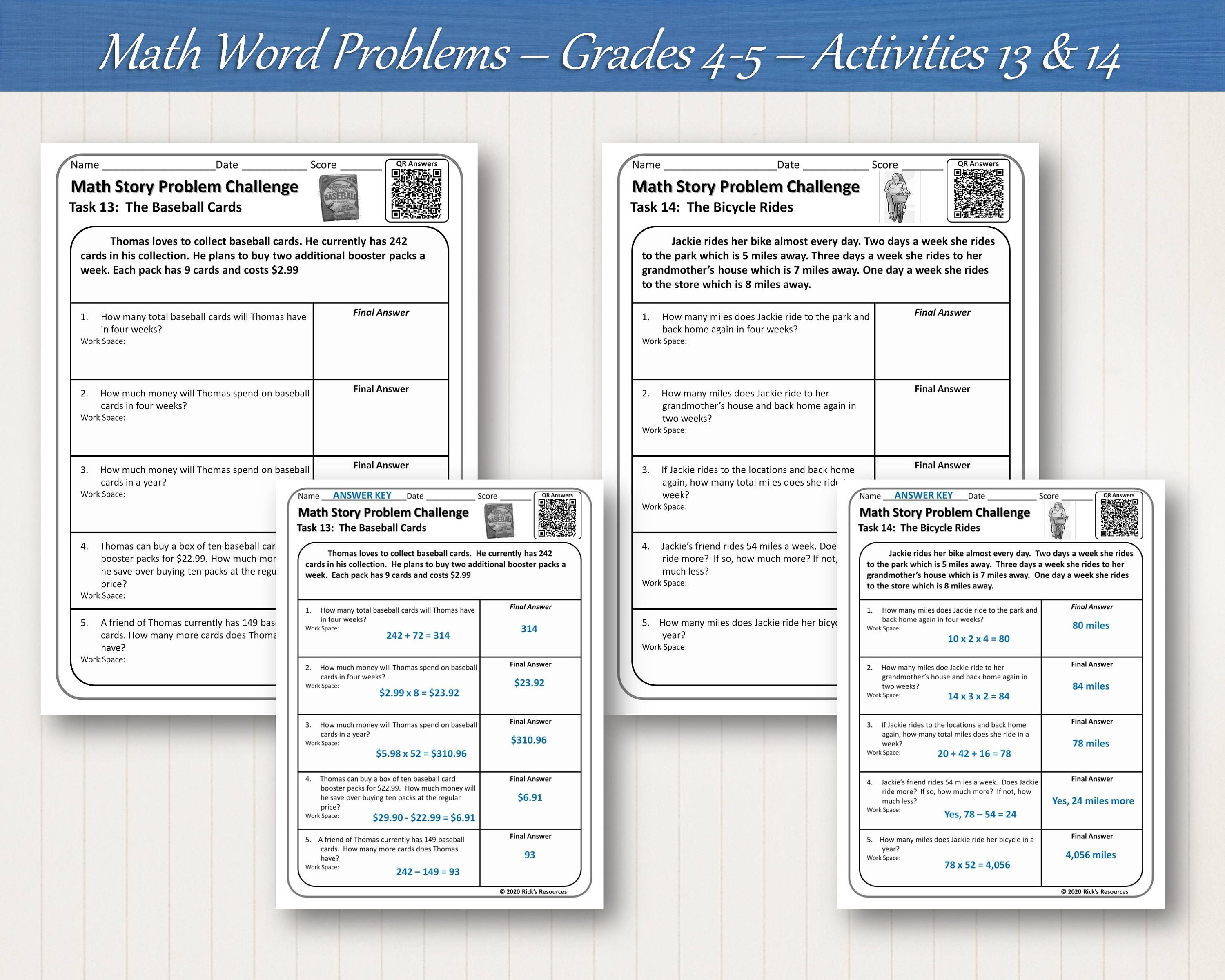 Multi-step Word Problems Math Worksheets Grade 4 - Grade 5 - Etsy