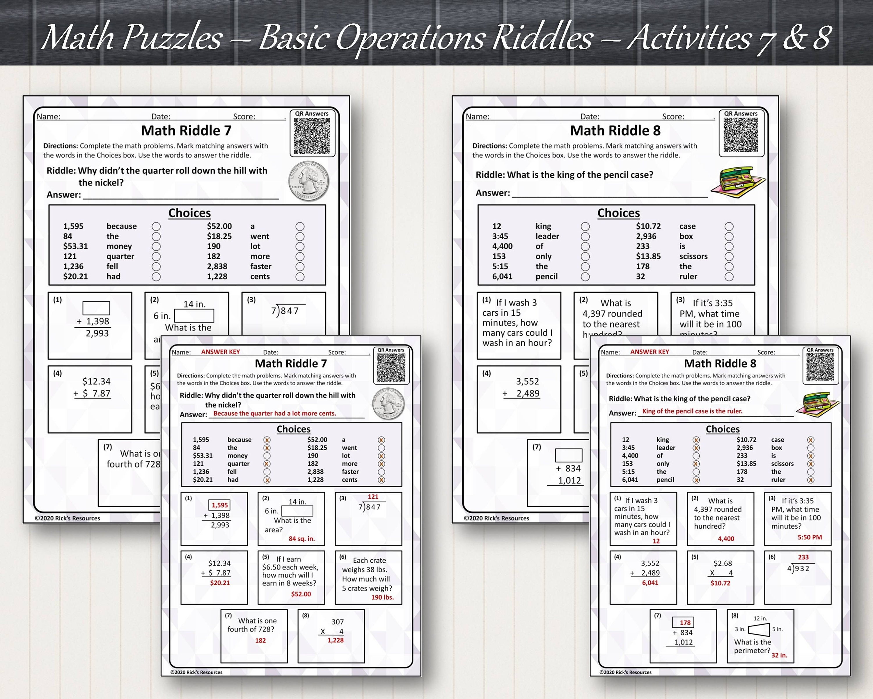 Basic Operations Math Riddles: A Fun Way to Practice Math Skills for ...