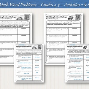 Multi-step Word Problems Math Worksheets Grade 4 - Grade 5 - Etsy