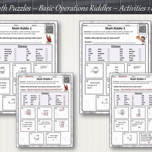Basic Operations Math Riddles: A Fun Way to Practice Math Skills for ...