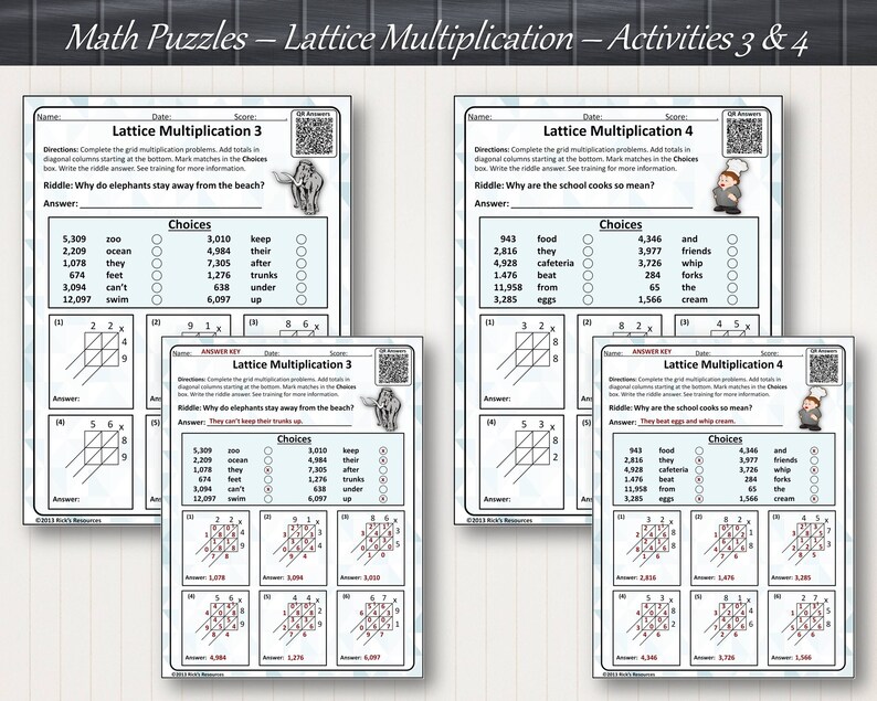 Lattice Multiplication Math Puzzles: A Fun Twist on Traditional ...