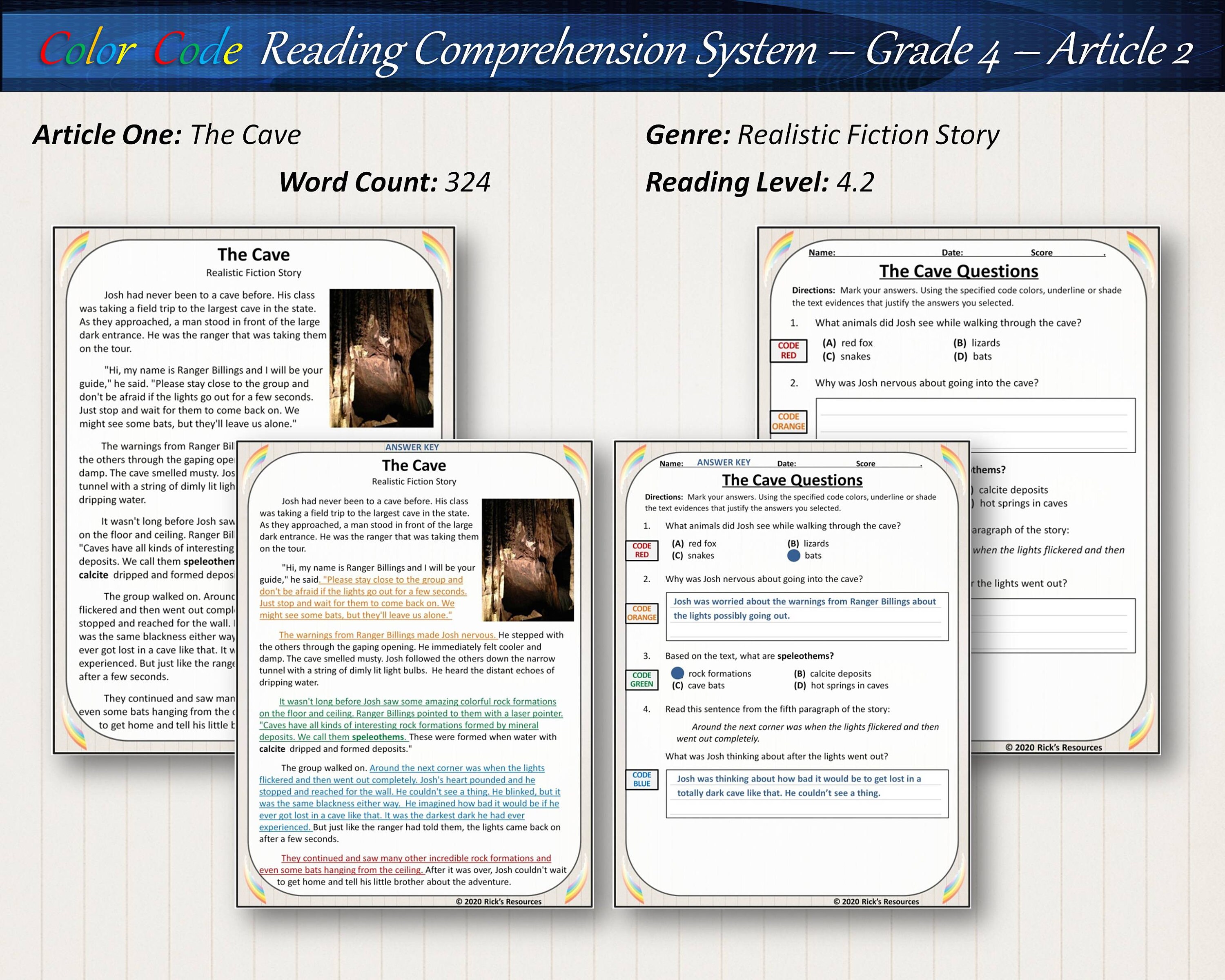 Reading Comprehension Coloring Text Evidence 4th Grade - Etsy