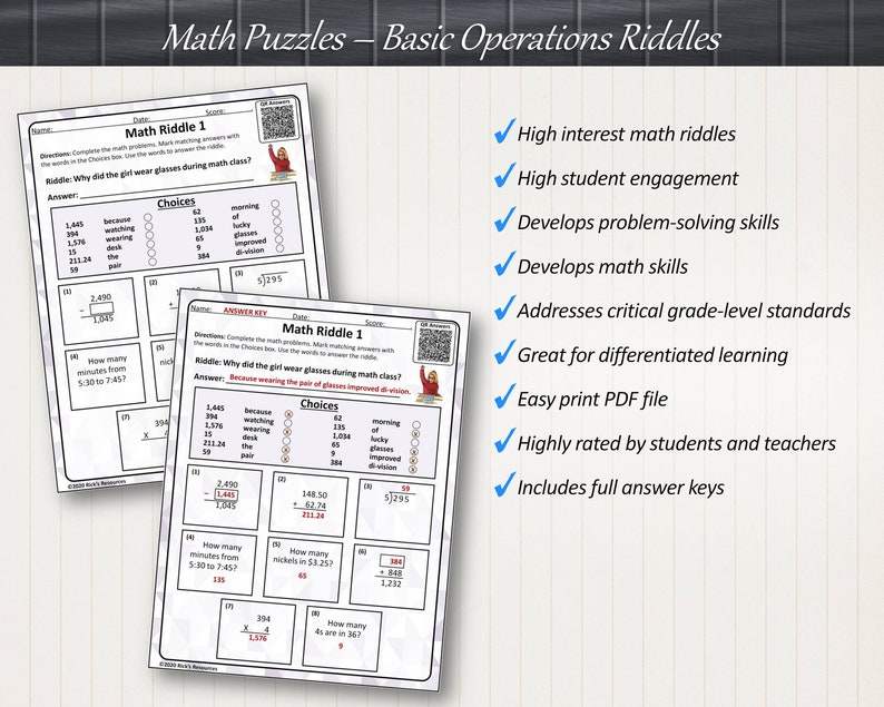 Basic Operations Math Riddles: A Fun Way to Practice Math Skills for ...