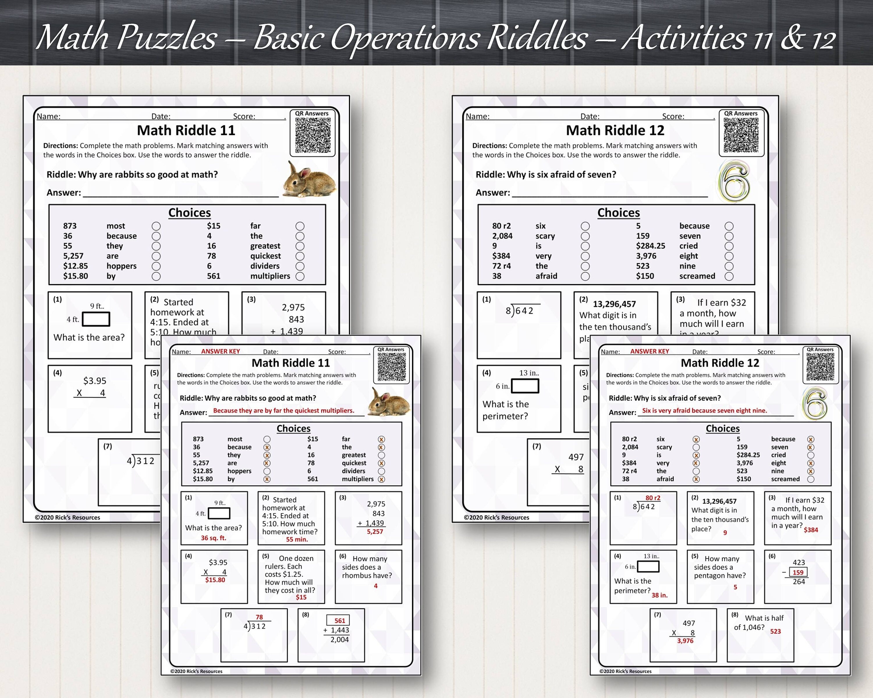 Basic Operations Math Riddles: A Fun Way to Practice Math Skills for ...