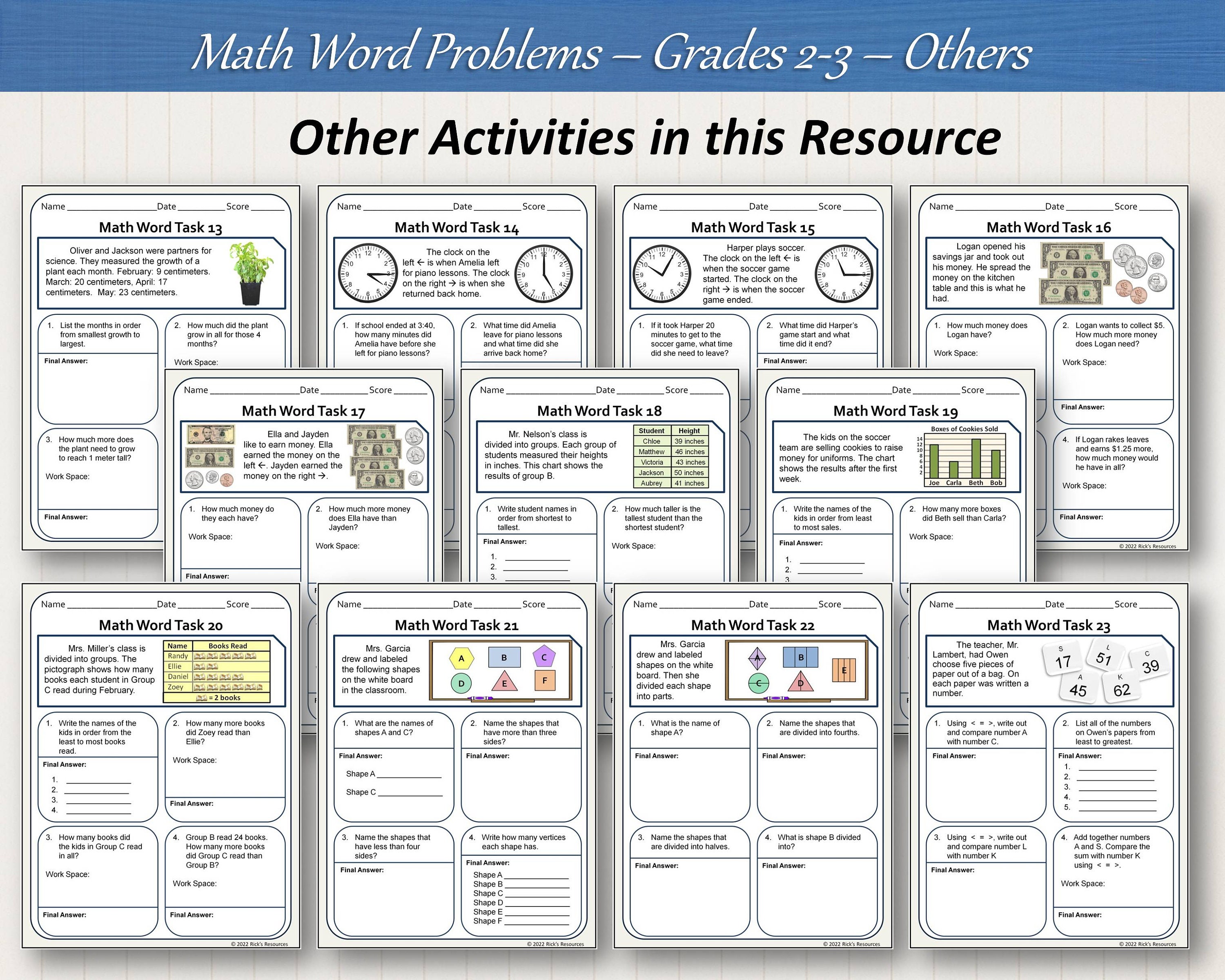 Multi-step Word Problems Math Worksheets Grade 2 Grade 3 - Etsy