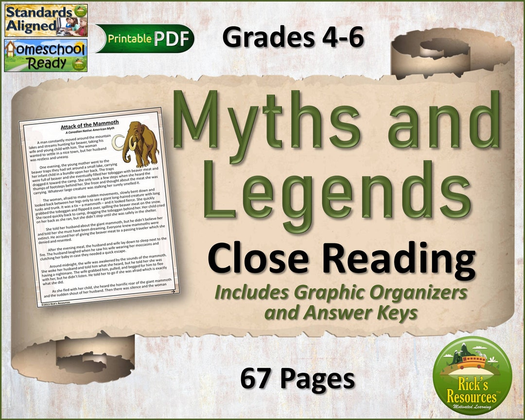 Reading Comprehension Myths and Legends Grades 4-6 - Etsy