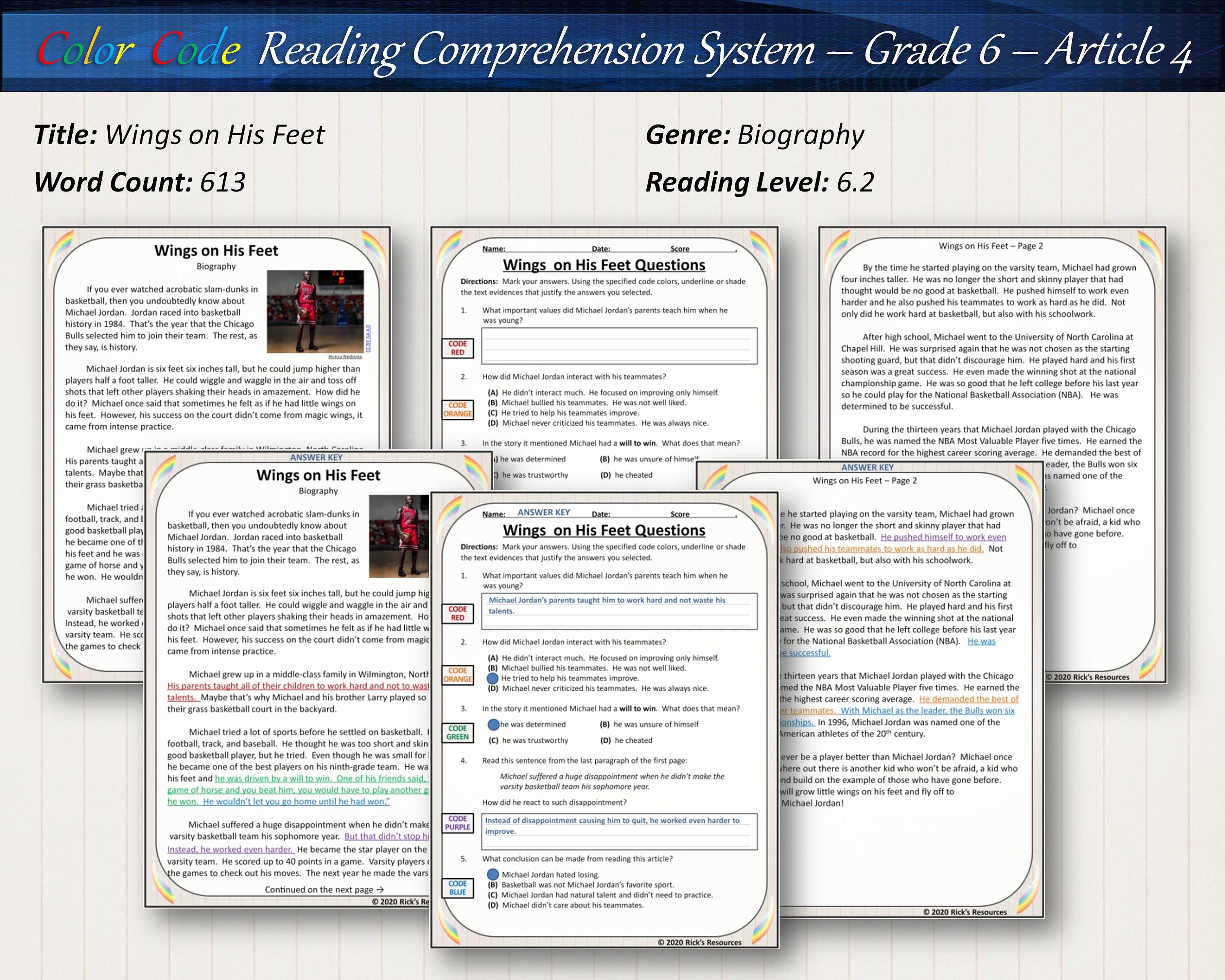 Reading Comprehension Coloring Text Evidence 6th Grade (Download Now ...