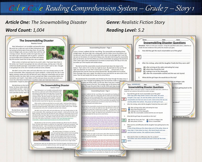 Reading Comprehension Coloring Text Evidence 7th Grade - Etsy