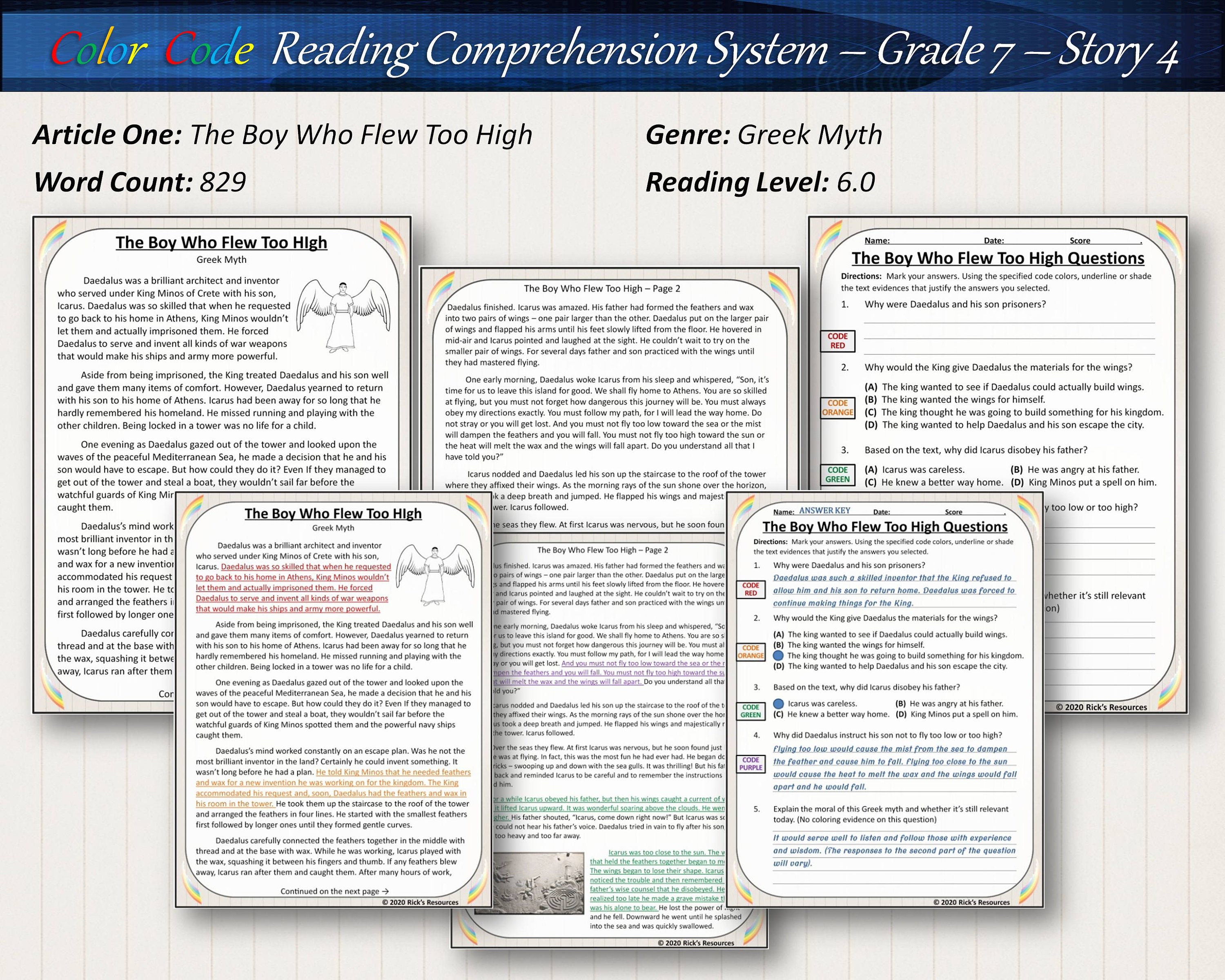 Reading Comprehension Coloring Text Evidence 7th Grade - Etsy