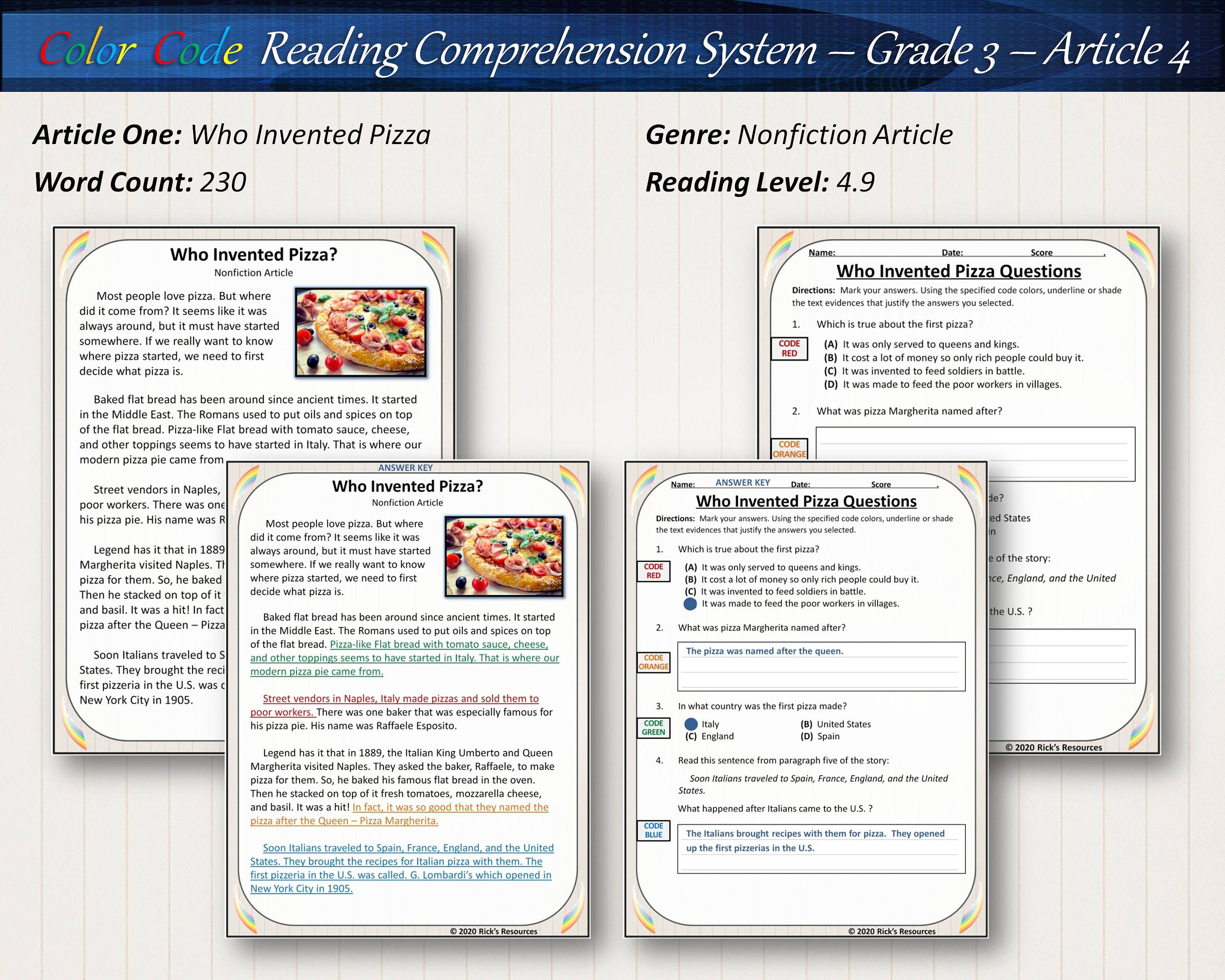 Reading Comprehension Coloring Text Evidence - 3rd Grade - Etsy