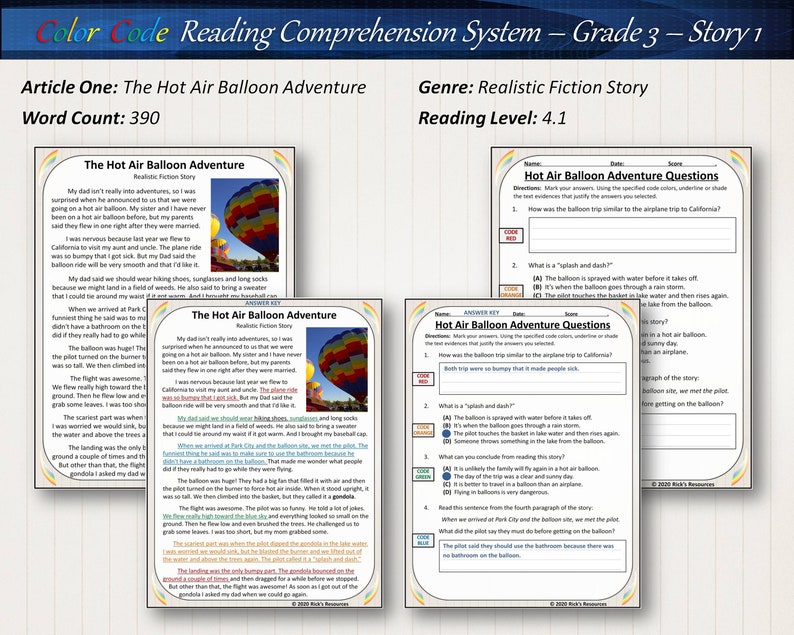 Reading Comprehension Coloring Text Evidence - 3rd Grade - Etsy