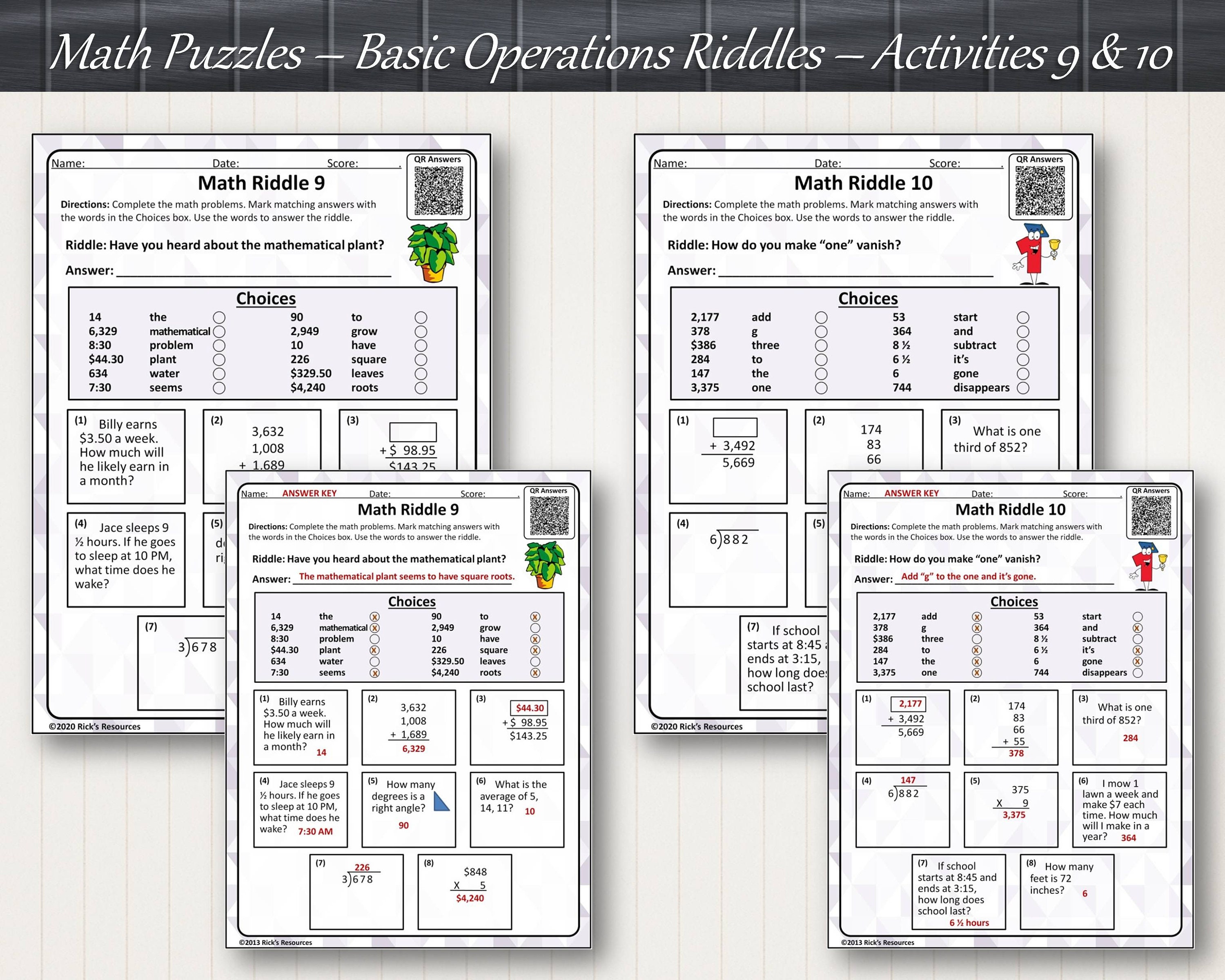 Basic Operations Math Riddles: A Fun Way to Practice Math Skills for ...