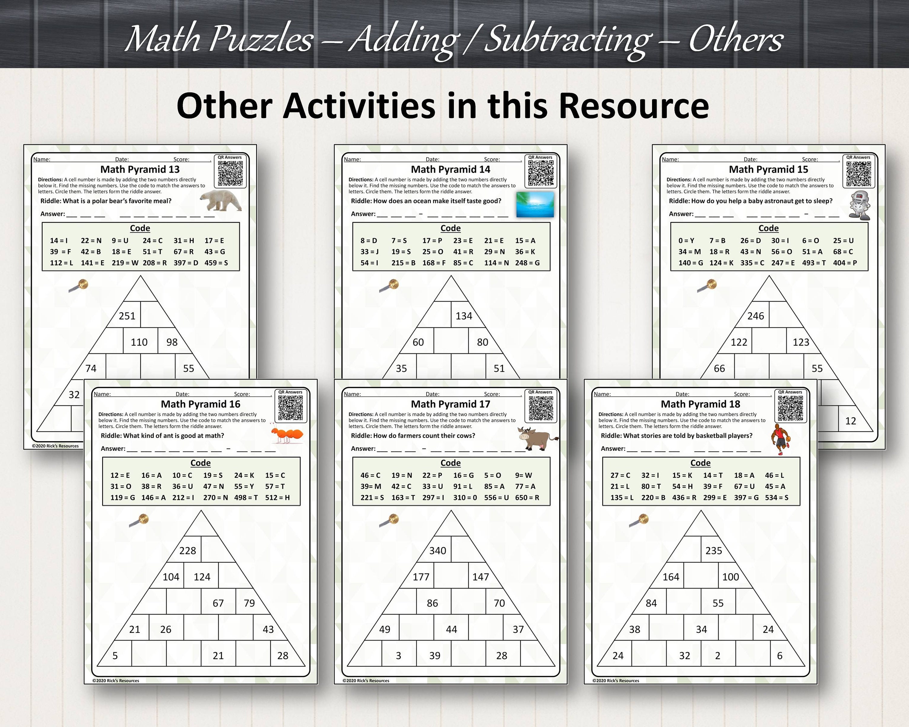 Adding and Subtracting Math Pyramid Puzzles: A Fun Way to Practice Math ...