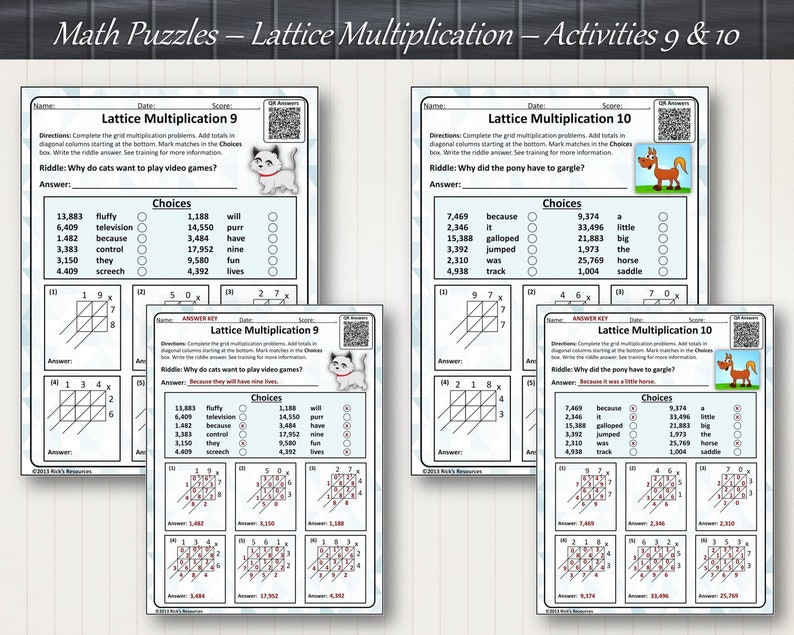 Lattice Multiplication Math Puzzles: A Fun Twist on Traditional ...