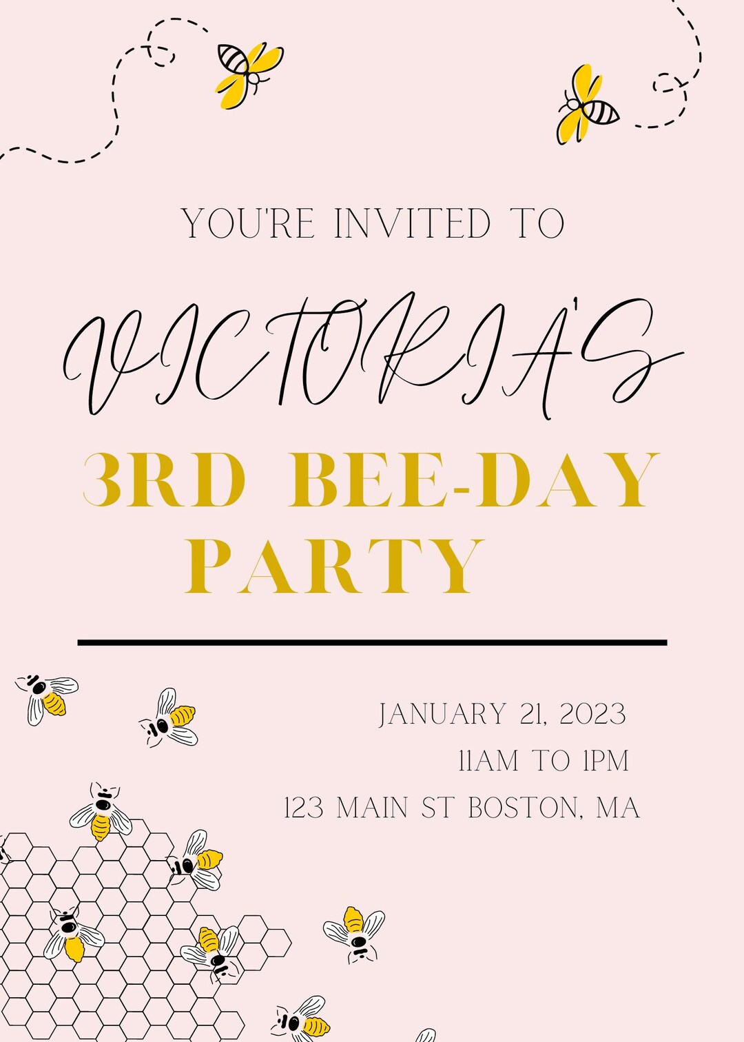 Bee-day Birthday Invitation - Etsy