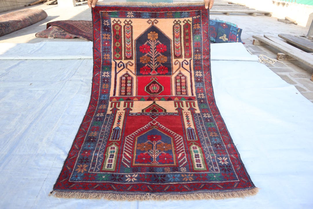 Afghan Beige Prayer Rug 3x5 Ft- Soft Wool Pile Prayer Mat-turkman ...