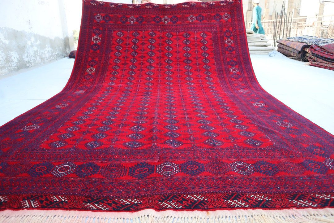 7x10 Ft Fine Turkman Mowri Design Geometric Area Rug- Afghan Hand ...