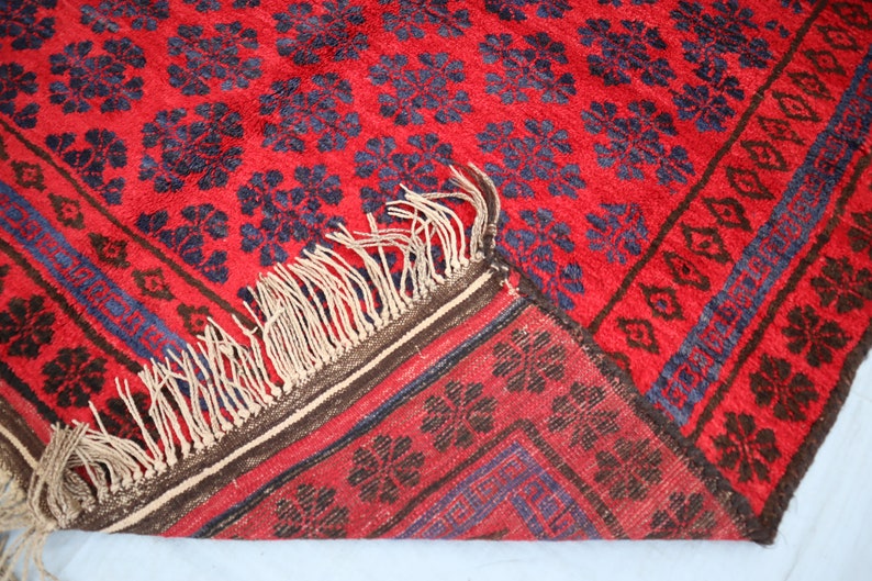 1940s Antique Rug 6x9 Turkmen Caucasian Rug, Faded Red Blue Handmade ...