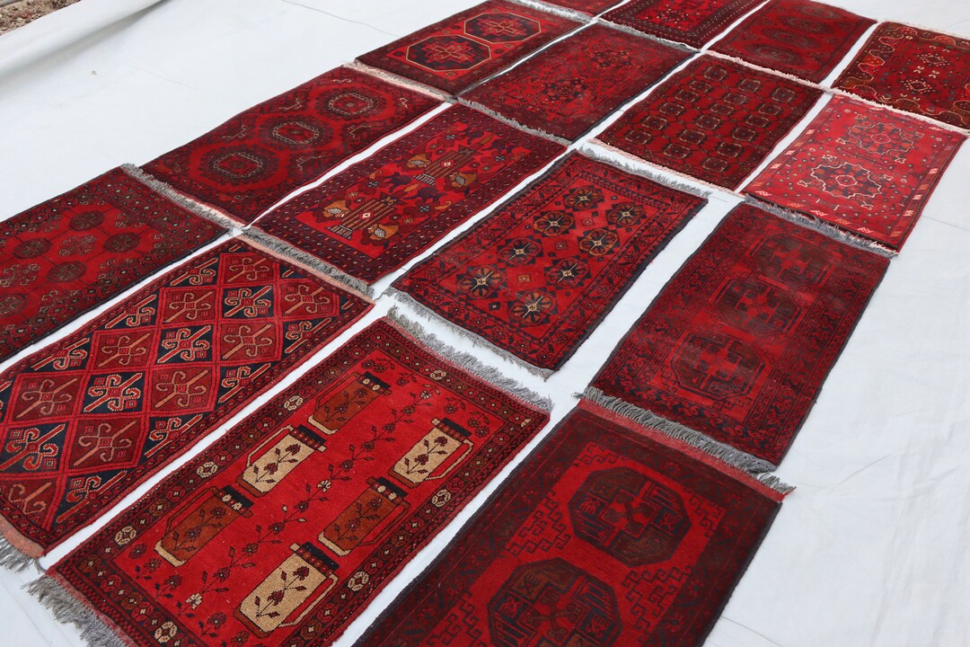 Afghan Handmade 2x3 Ft Door Mate Rug- Set of Bukhara Rug Pads- 60x90 Cm ...