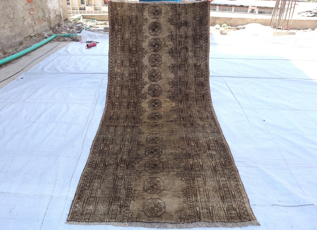 Terracotta Runner Rug 2'5x5'8 Ft Brown Gray Afghan Vintage Hallway Rug ...
