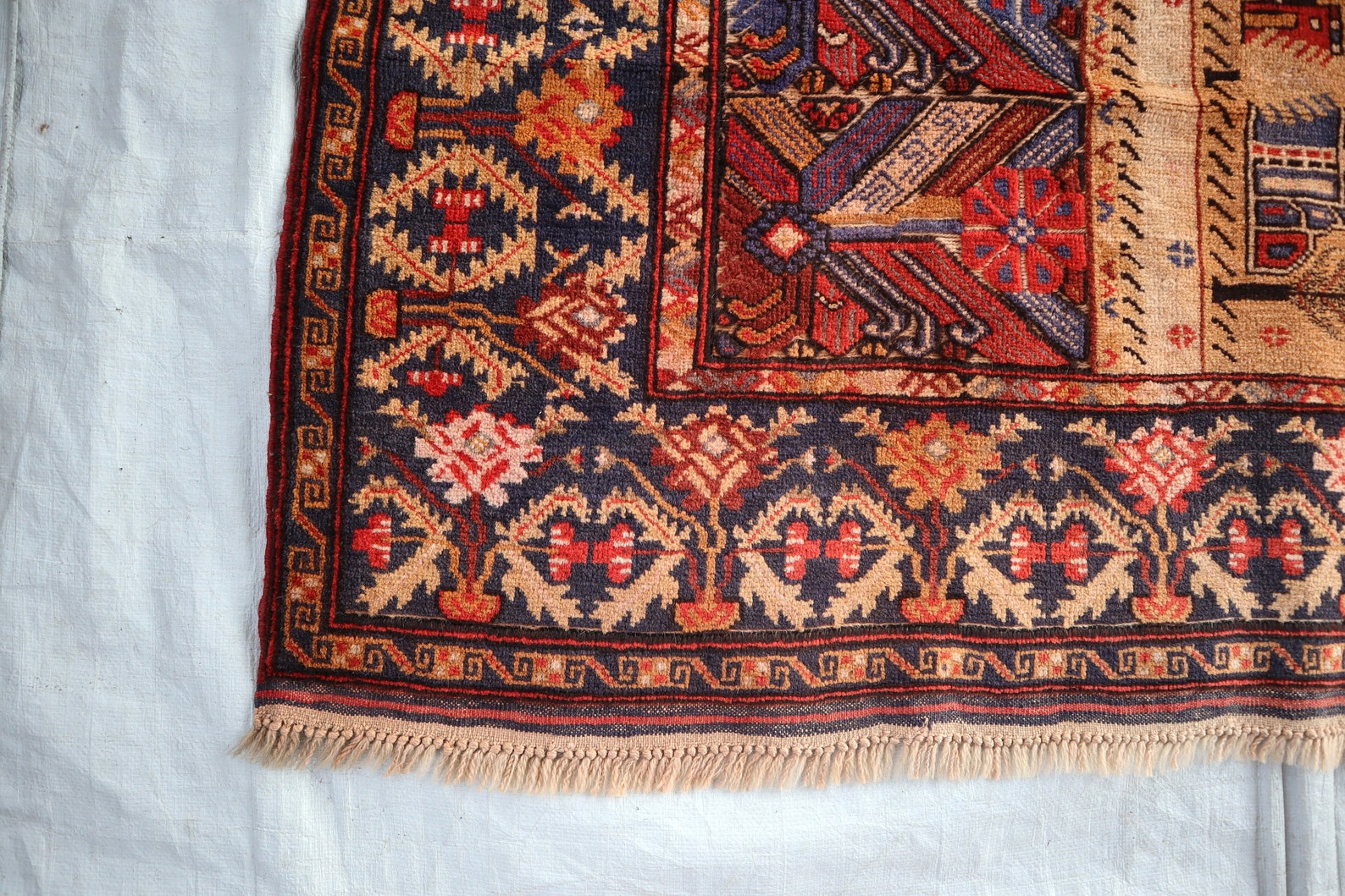 5x6 Ft Antique Pictorial Rug, Afghan Hand Knotted Wool Rug, Vegi Dyes ...