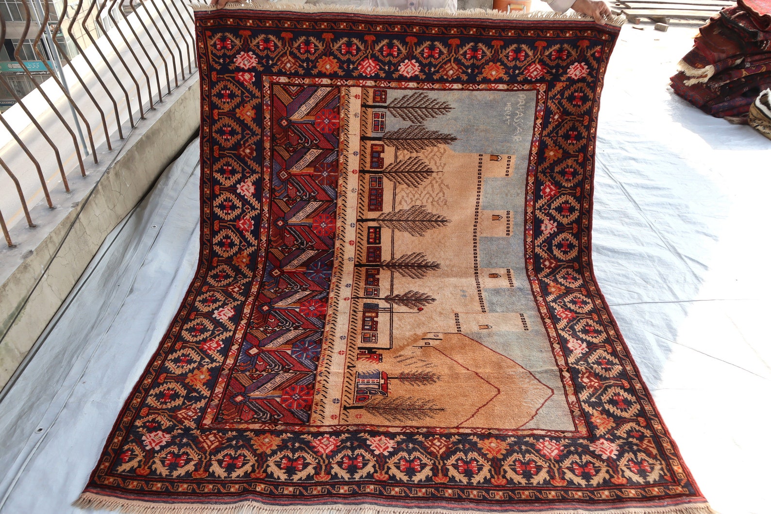 5x6 Ft Antique Pictorial Rug, Afghan Hand Knotted Wool Rug, Vegi Dyes ...