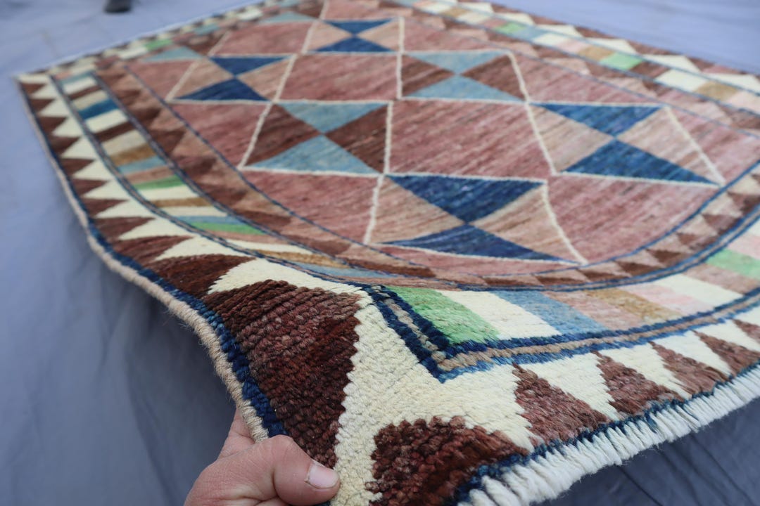 4'1 X 5'10 Ft. Blue Terracotta Hand Knotted Soft Wool Gabbeh Rug ...