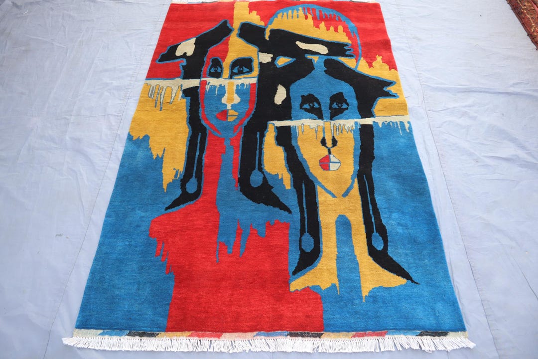 Afghan Modern Picasso Print Art Rug 4x6 Hand-made Tapestry Rug ...