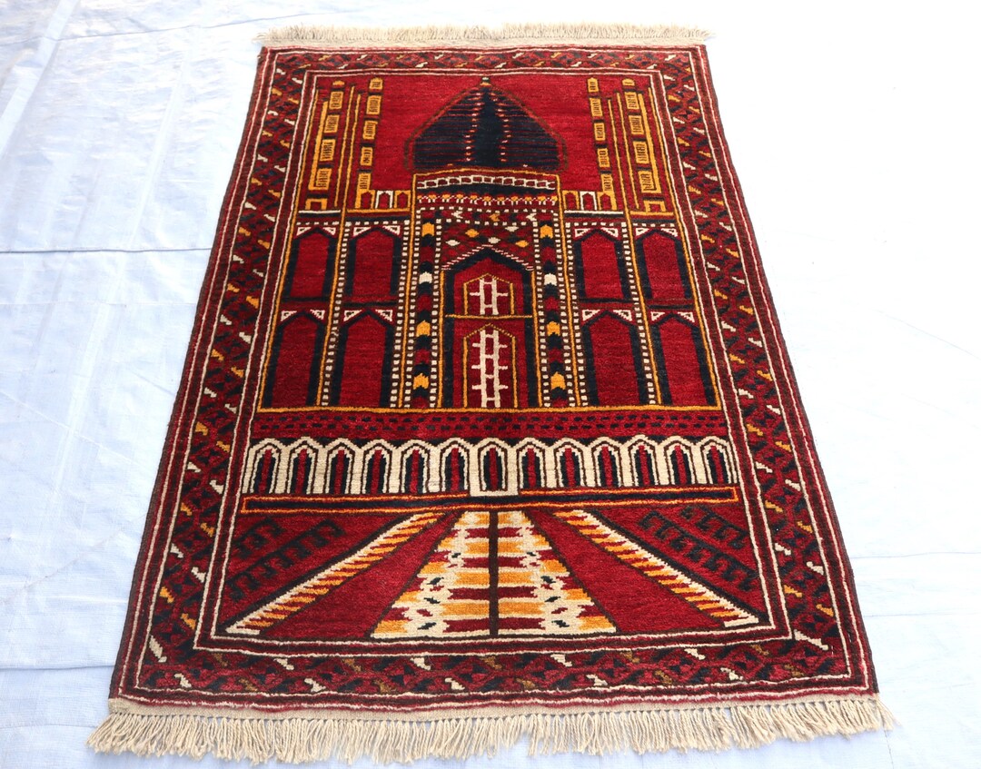 High Quality Prayer Rug 2'6x3'7 Ft- Soft Wool Pile Prayer Mat-turkman ...